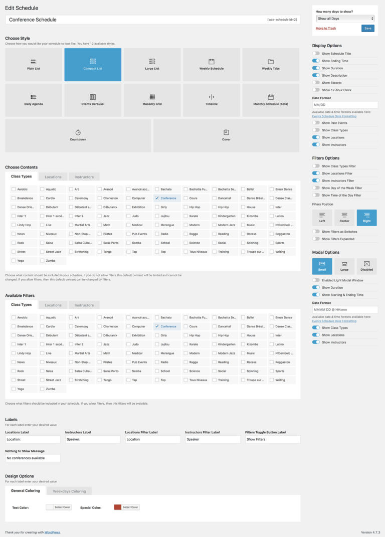 Conference Timetable – Events Schedule