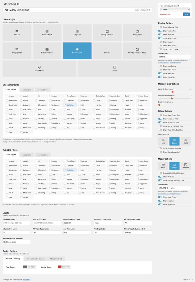 Art Gallery (Masonry Grid) – Events Schedule